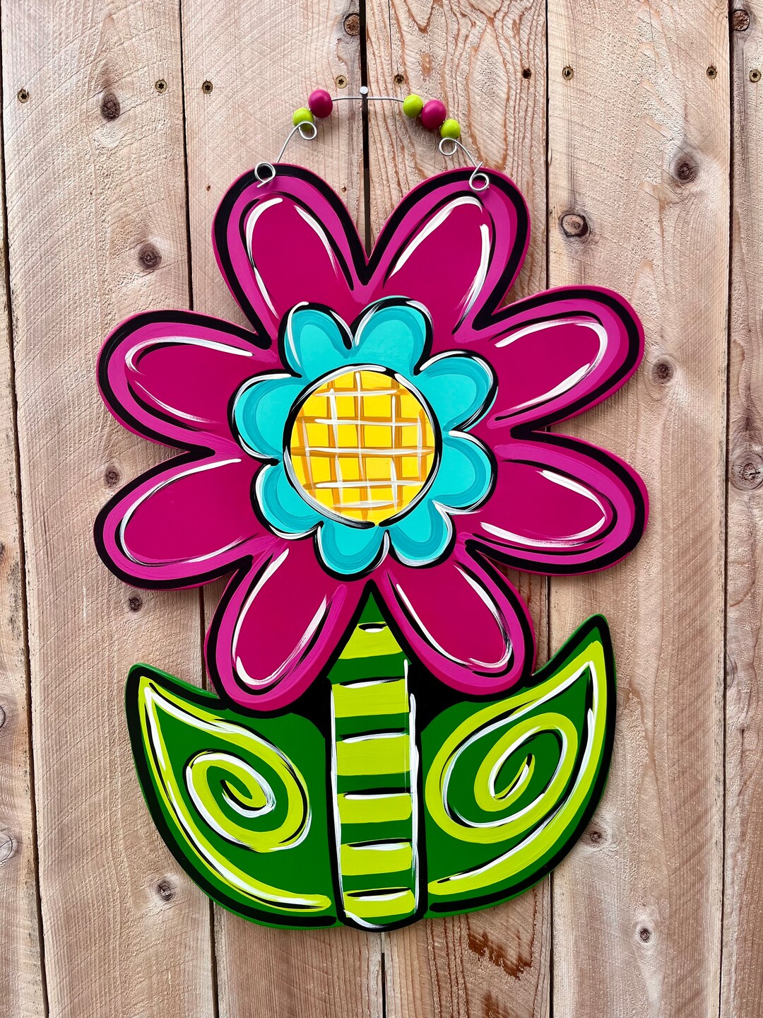 Fun Flower Door Hanger, Flower Door Hanger, Unique Door Hanger, Spring ...