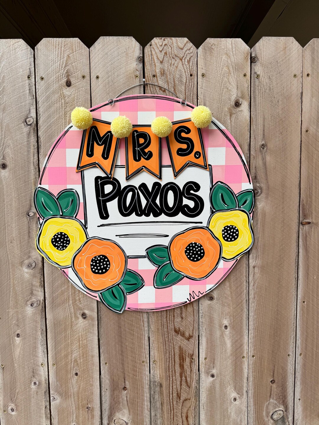 Teacher Door Hanger, Classroom Door Hanger, Back to School, Gingham ...