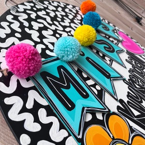 Teacher Door Hanger, Classroom Door Hanger, Back to School, Retro Door ...