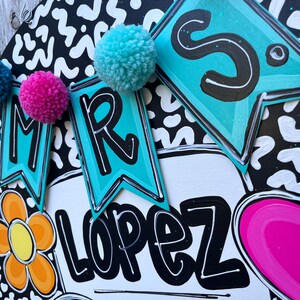 Teacher Door Hanger, Classroom Door Hanger, Back to School, Retro Door ...