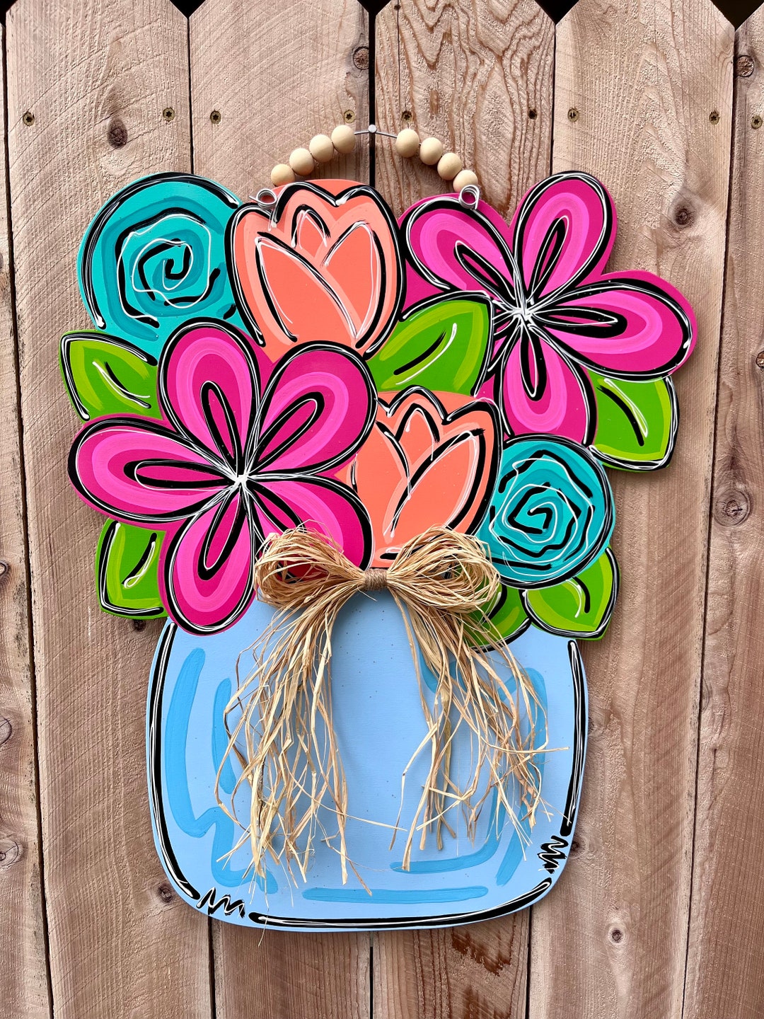 Fun Flower Door Hanger, Flower Door Hanger, Unique Door Hanger, Spring ...