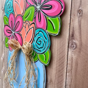 Fun Flower Door Hanger, Flower Door Hanger, Unique Door Hanger, Spring ...