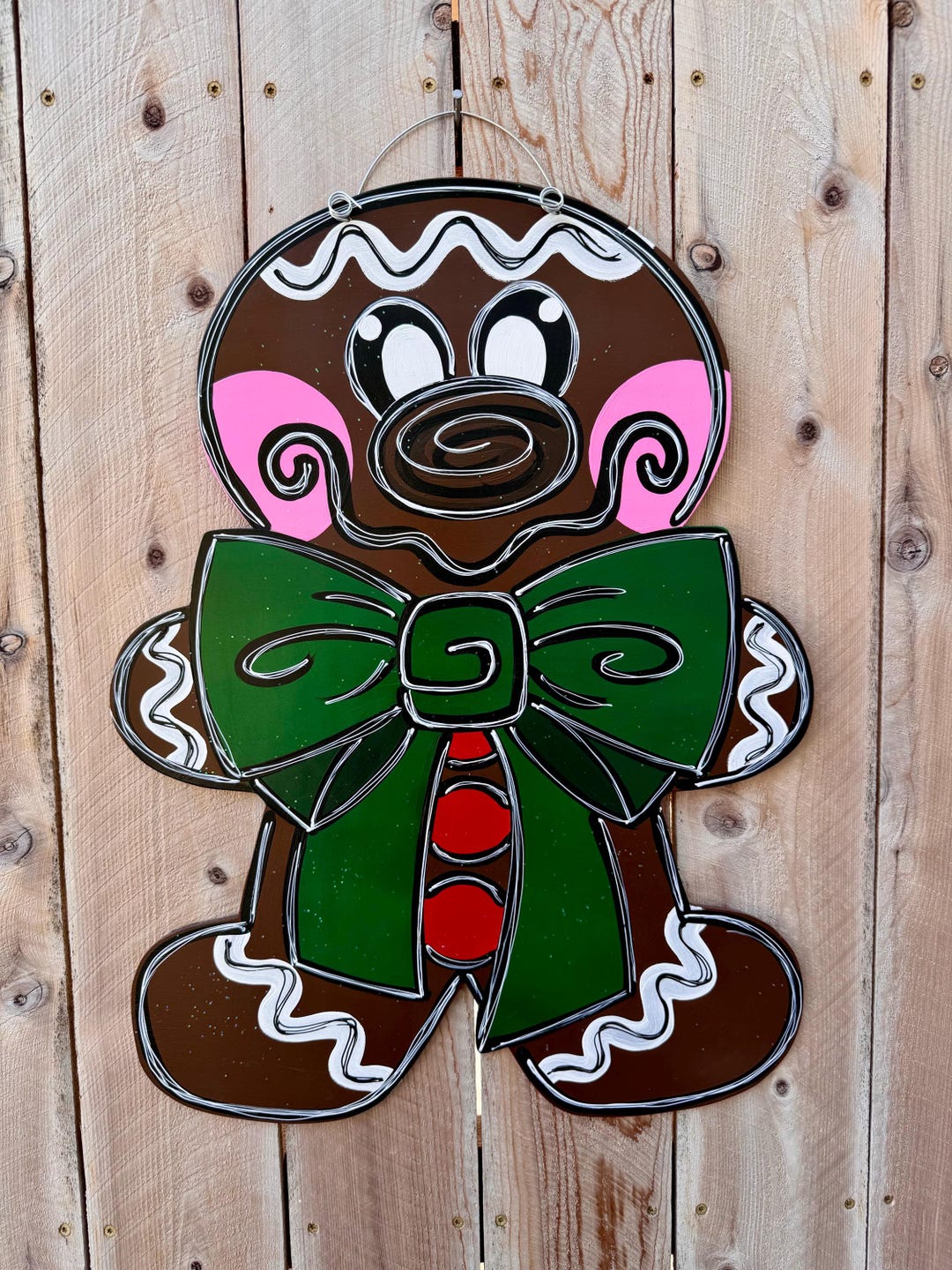 Christmas Door Hanger, Gingerbread Boy Door Hanger, Whimsical Christmas ...