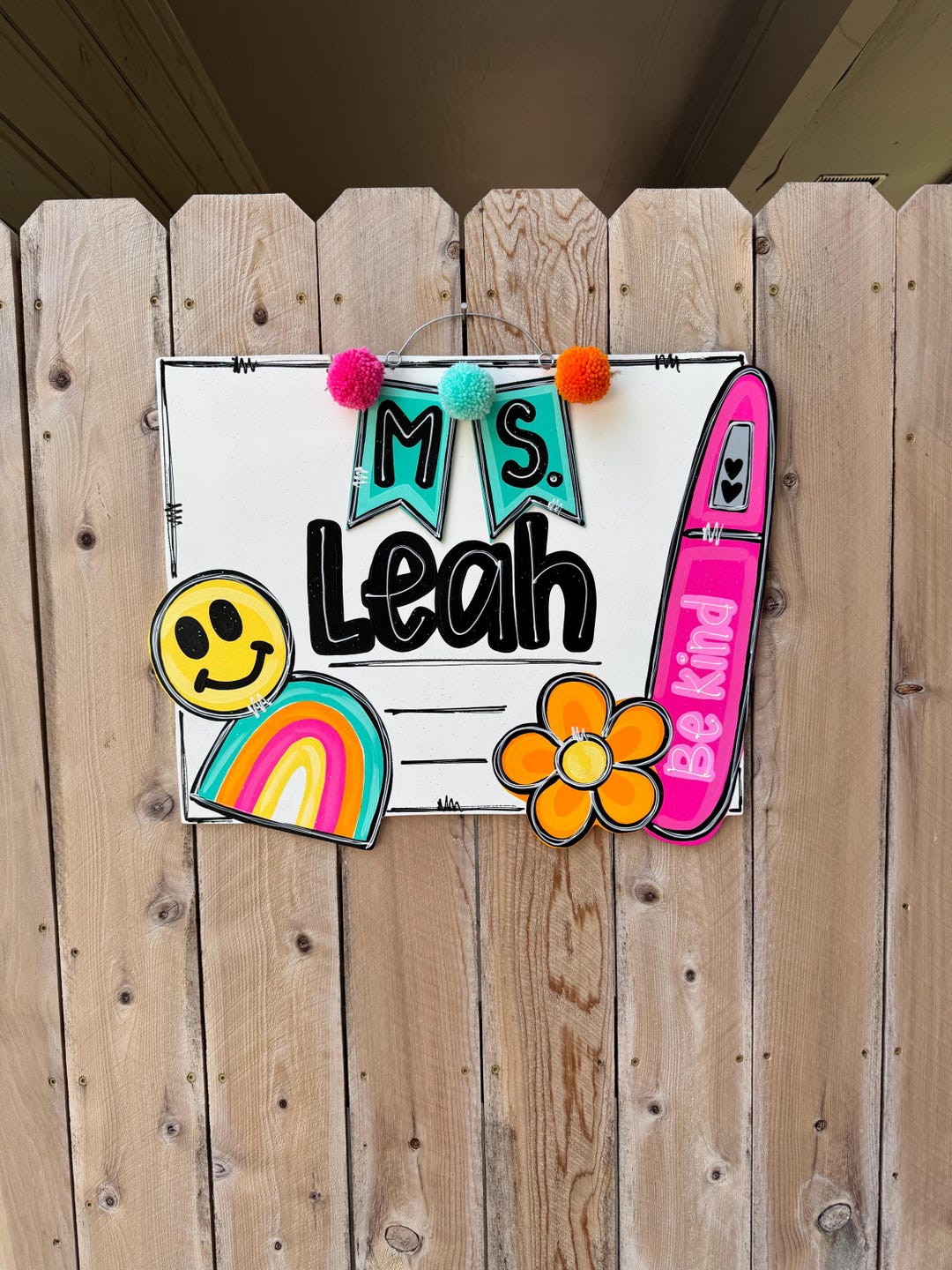 Teacher Door Hanger, Classroom Door Hanger, Back to School, Retro Door ...