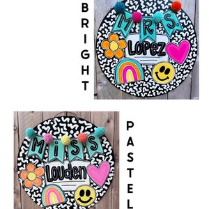 Personalized Teacher Door Hanger, Retro Classroom Decor - Etsy