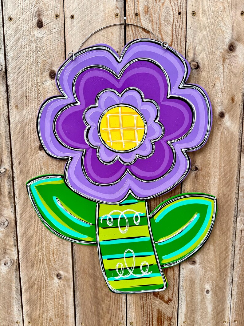 Fun Flower Door Hanger, Flower Door Hanger, Unique Door Hanger, Spring ...