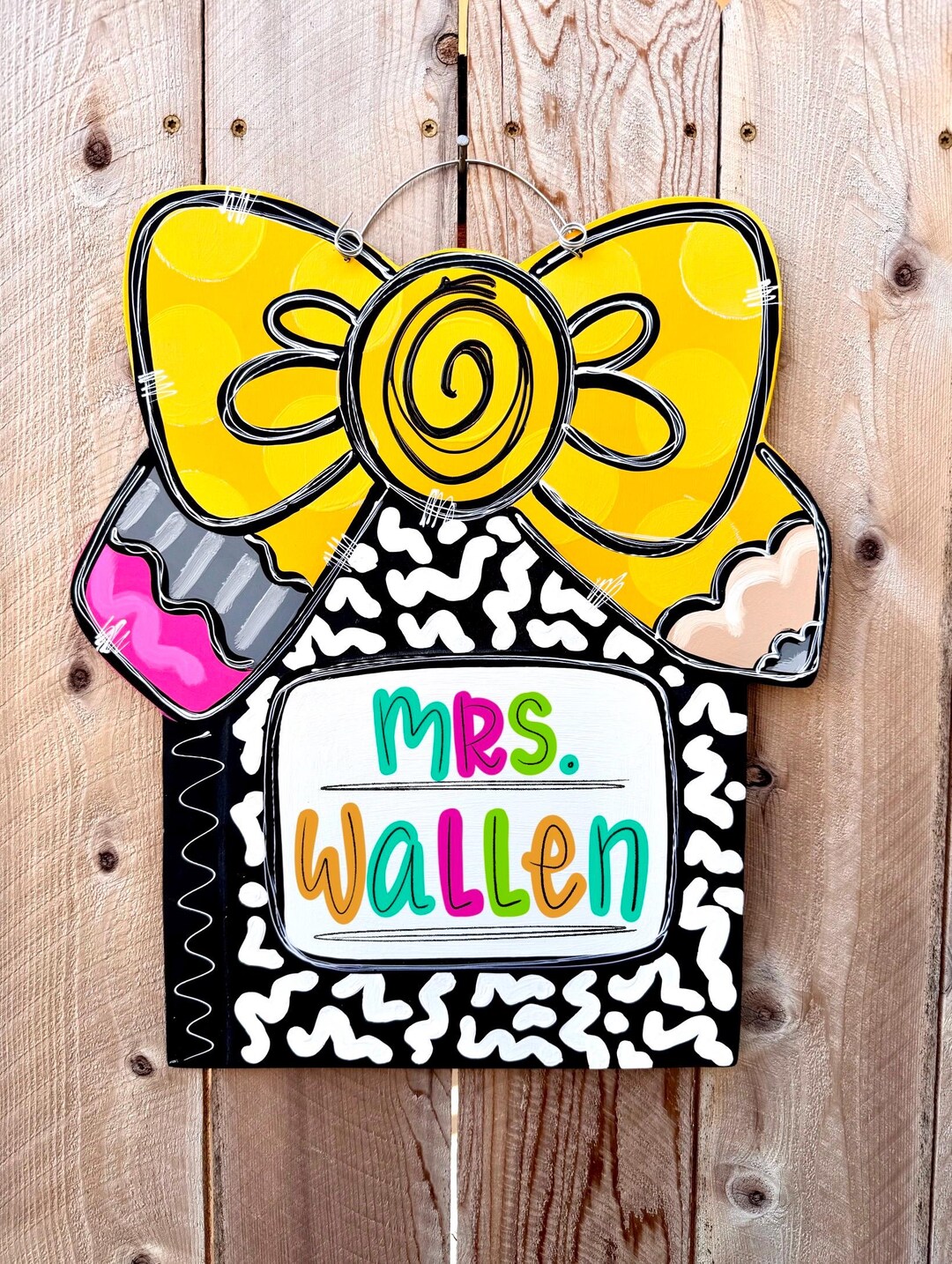 Teacher Door Hanger, Classroom Door Hanger, Back to School, Retro Door ...