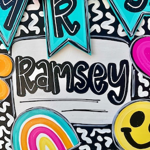 Teacher Door Hanger, Classroom Door Hanger, Back to School, Retro Door ...