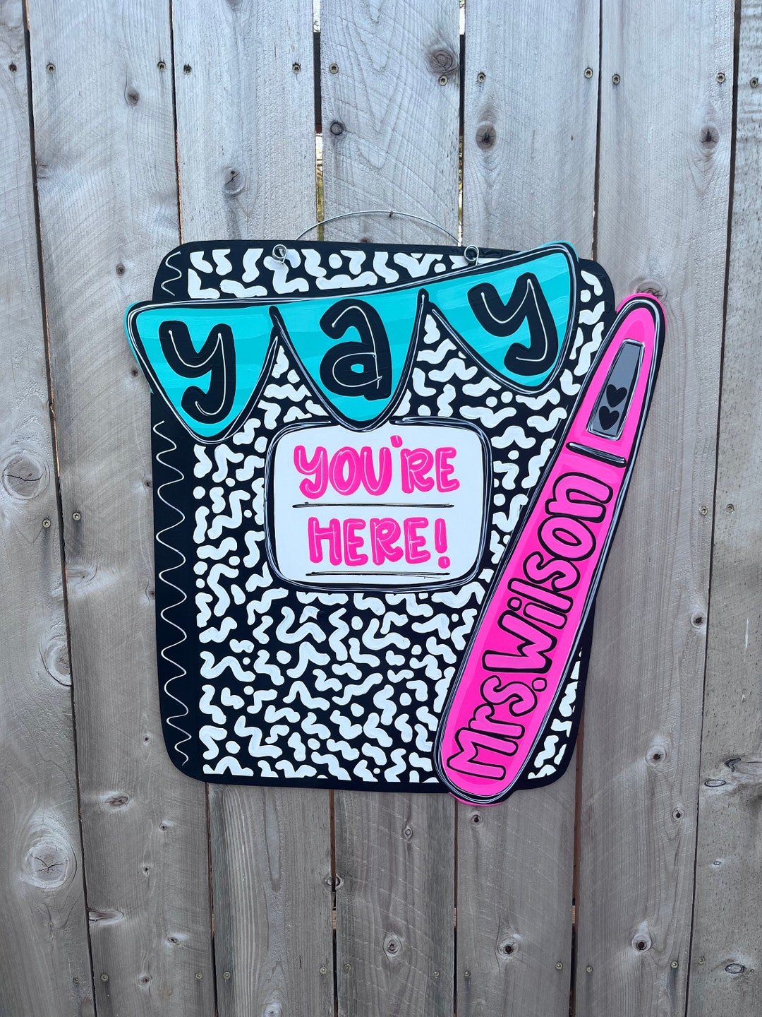 Teacher Door Hanger, Classroom Door Hanger, Back to School, Retro Door ...