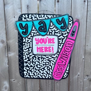 Teacher Door Hanger, Classroom Door Hanger, Back to School, Retro Door ...