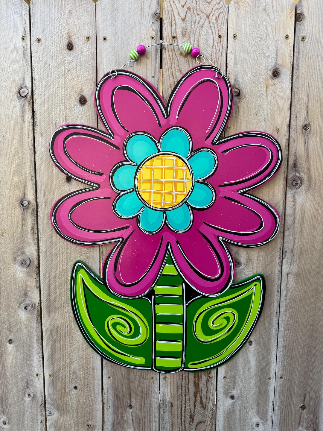 Fun Flower Door Hanger, Flower Door Hanger, Unique Door Hanger, Spring ...