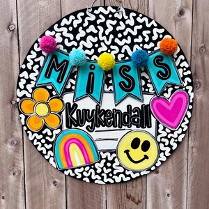 Teacher Door Hanger, Classroom Door Hanger, Back to School, Retro Door ...