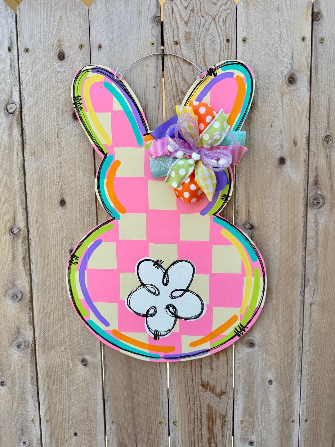 Bunny Door Hanger, Easter Door Hanger, Easter Bunny Door Decor, Spring ...
