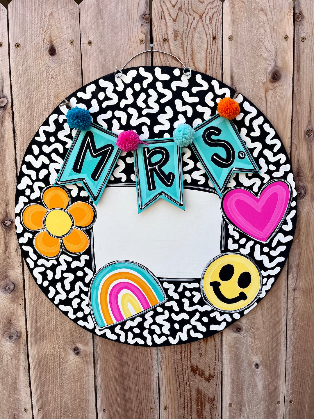 Teacher Door Hanger, Classroom Door Hanger, Back to School, Retro Door ...