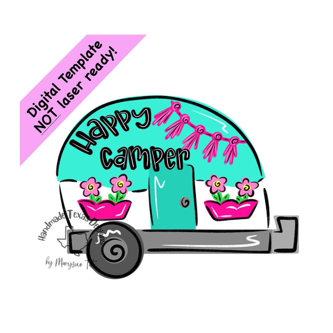 Door Hanger Template, Camper Summer Door Hanger Template, Happy Camper ...