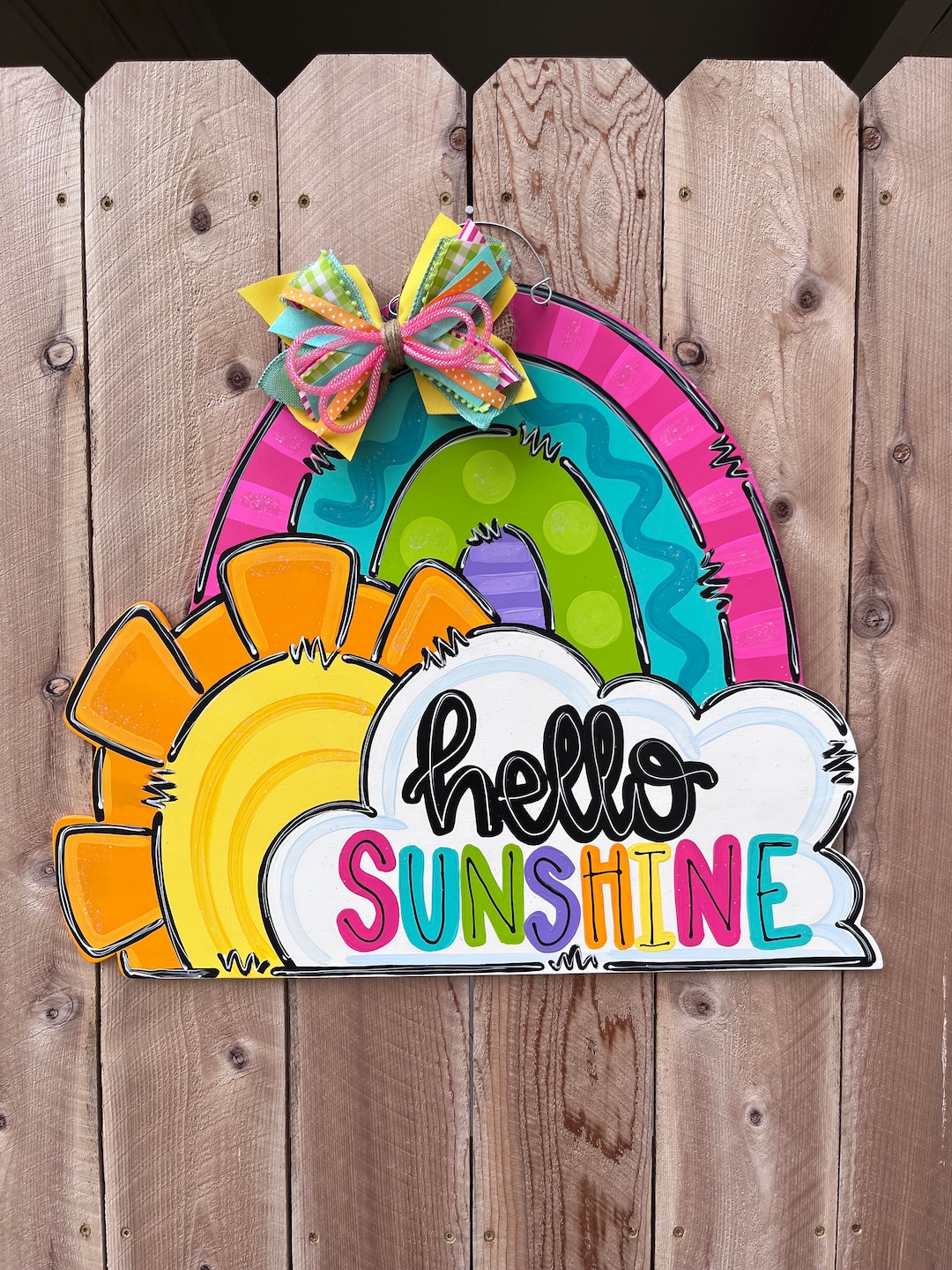 Rainbow Door Hanger, Summer Door Hanger, Spring Door Hanger, Hello ...