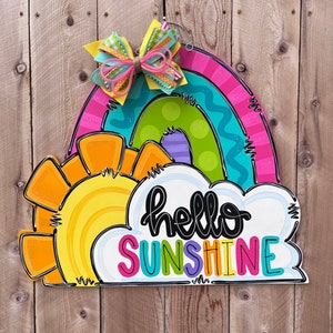 Rainbow Door Hanger, Summer Door Hanger, Spring Door Hanger, Hello ...