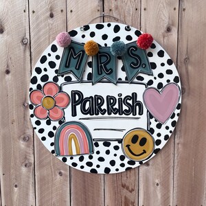 Teacher Door Hanger, Classroom Door Hanger, Back to School, Retro Door ...