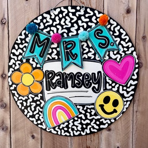 Teacher Door Hanger, Classroom Door Hanger, Back to School, Retro Door ...