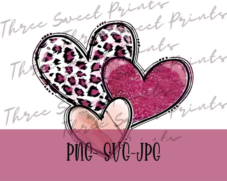 Pink Hearts Png, Pink Hearts Svg, Cheetah Heart Png, Valentines Day Png ...