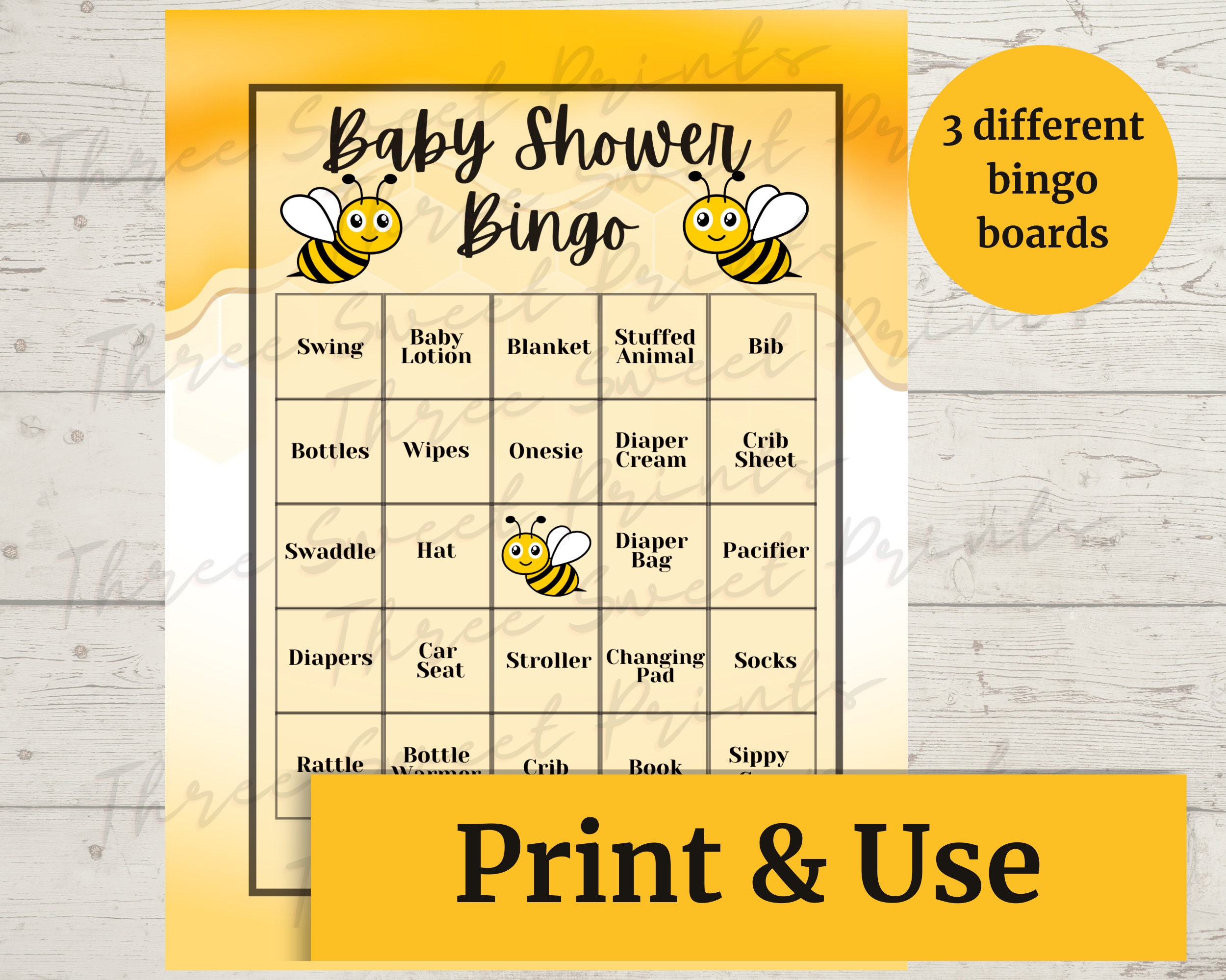 Bee Baby Shower Bingo, Baby Shower Bingo, Printable Bingo Cards, Baby ...