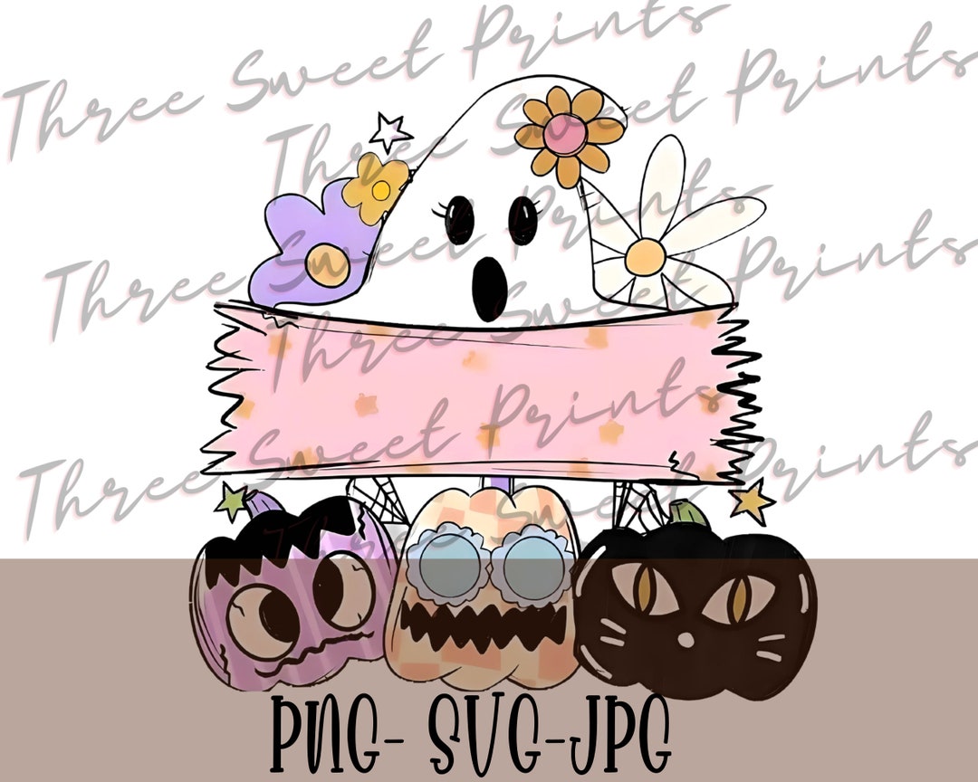 Pink Ghost Name Plate Png, Pink Ghost Name Plate Svg, Halloween Name ...