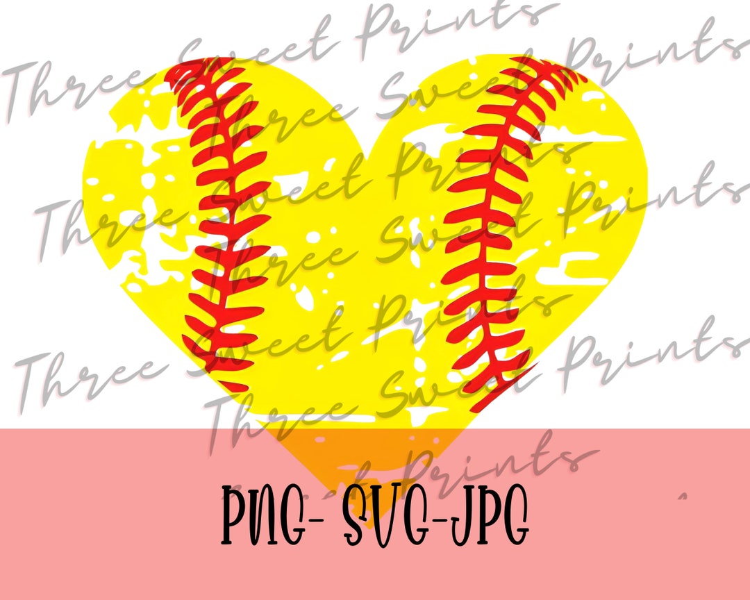 Distressed Softball Heart Png, Distressed Softball Heart Svg, Sports ...