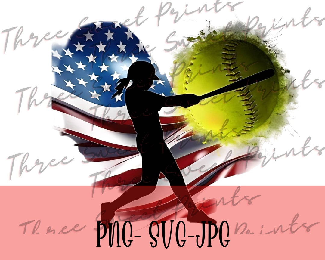 American Flag Softball Png, American Flag Softball Svg, Softball Girl ...