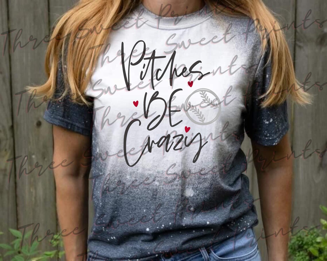 Pitches Be Crazy Softball PNG SVG, Girl's Sports Design (digital ...