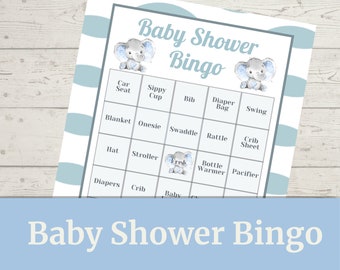 Boy Elephant Baby Shower Bingo Game Blue Elephant Boy Baby - Etsy