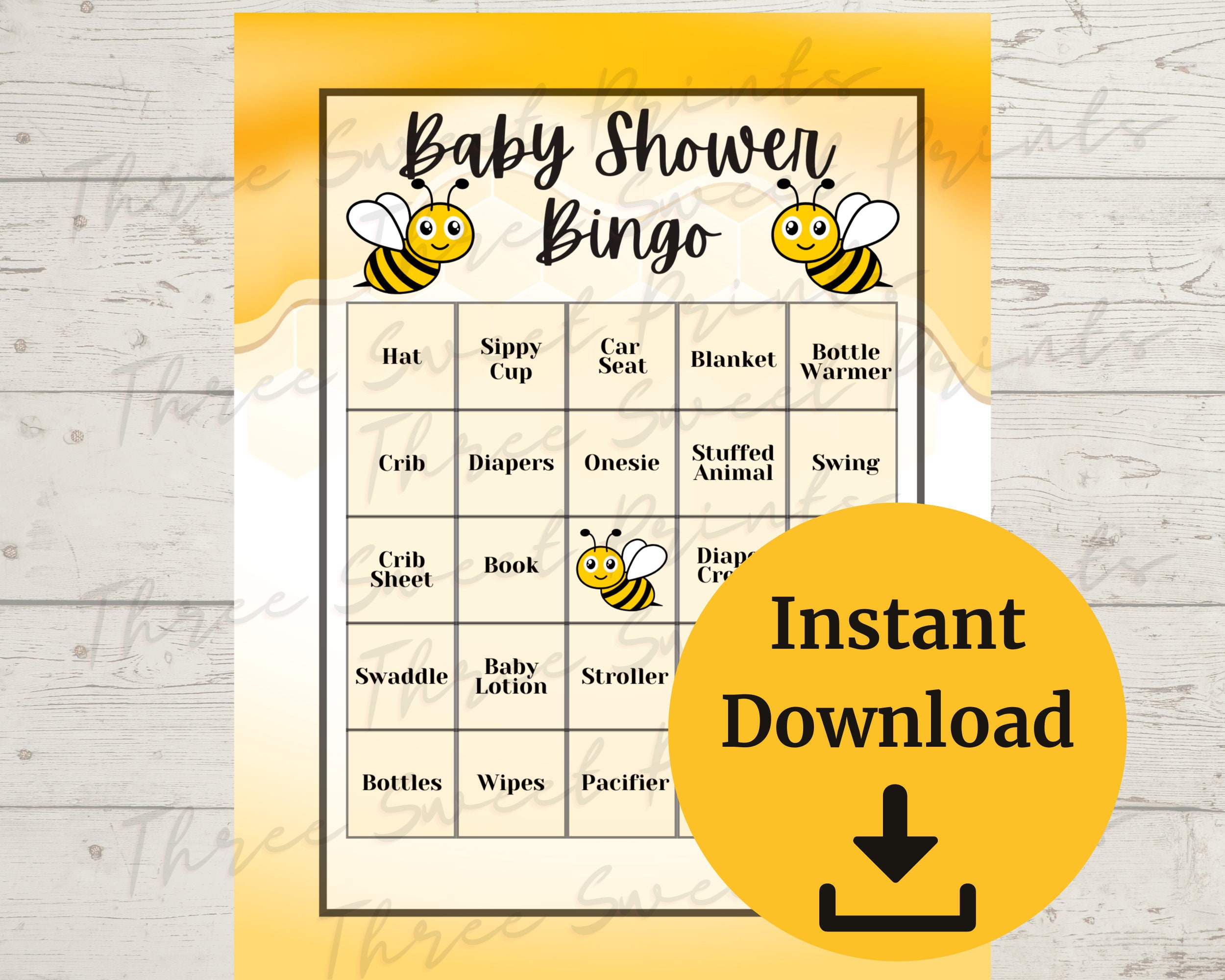 Bee Baby Shower Bingo, Baby Shower Bingo, Printable Bingo Cards, Baby ...
