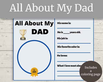 Father's Day Printable All About My Dad Father's Day - Etsy