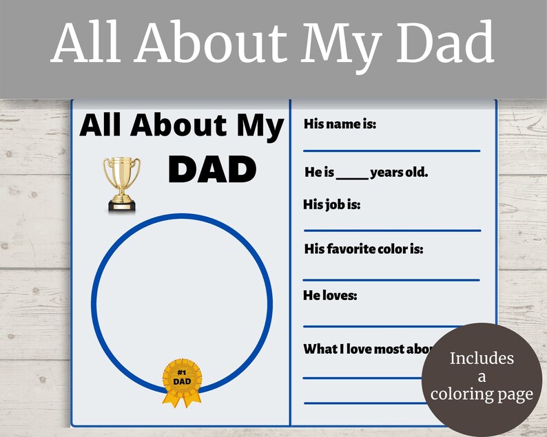 Todo sobre mi papá, Día del padre para papá, Página para colorear ...