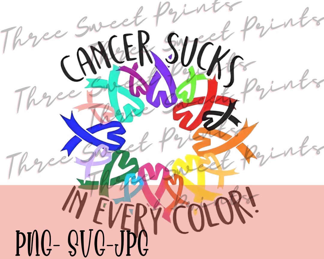 Cancer Sucks Ribbon Design, Positive Strong Png Svg Jpg (digital ...