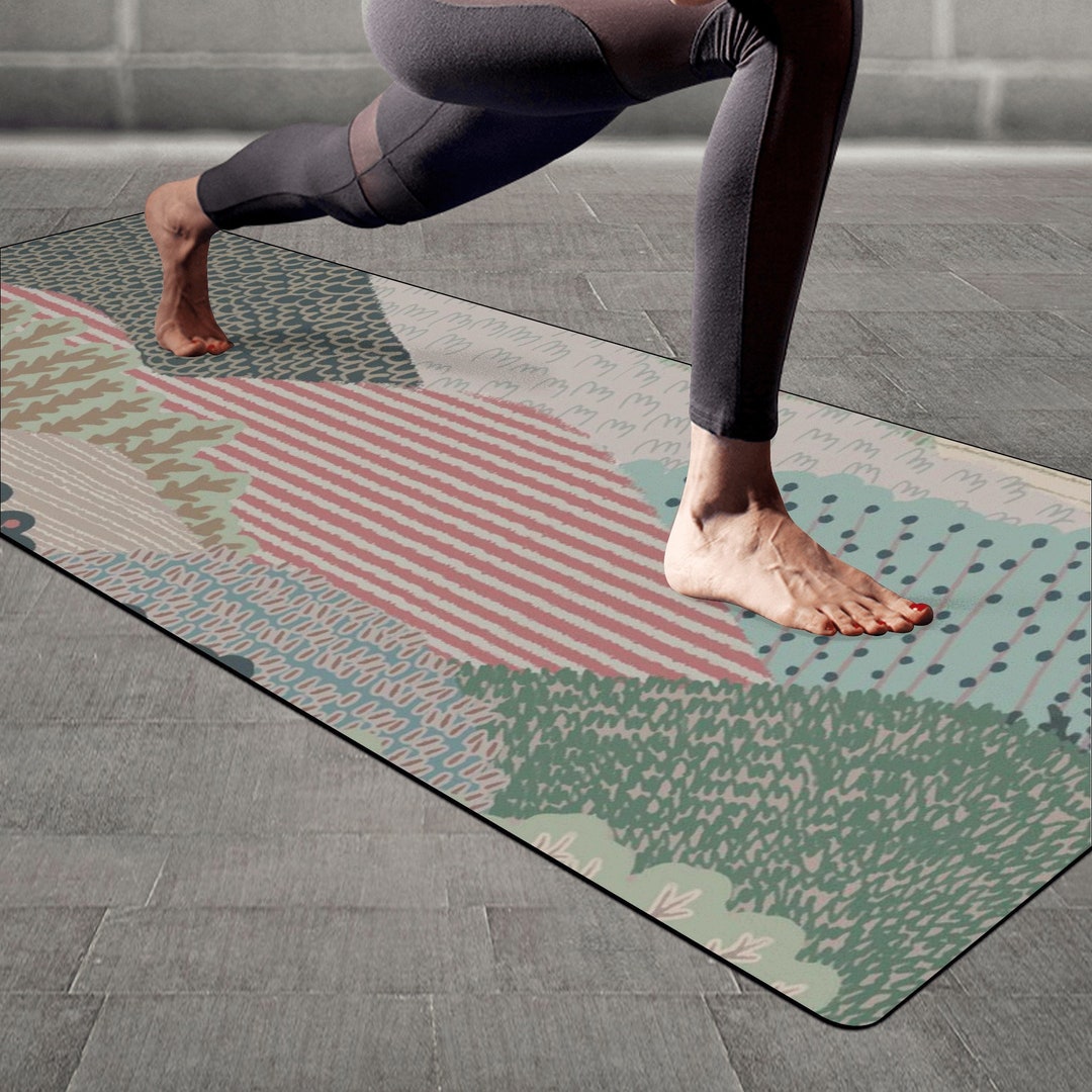 Pastel Green Boho Yoga Mat, Yoga Accessories, Custom Personalized Yoga ...
