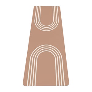Beige Boho Rainbow Cute Yoga Mat, 70x24 Custom Personalized Yoga Mat ...
