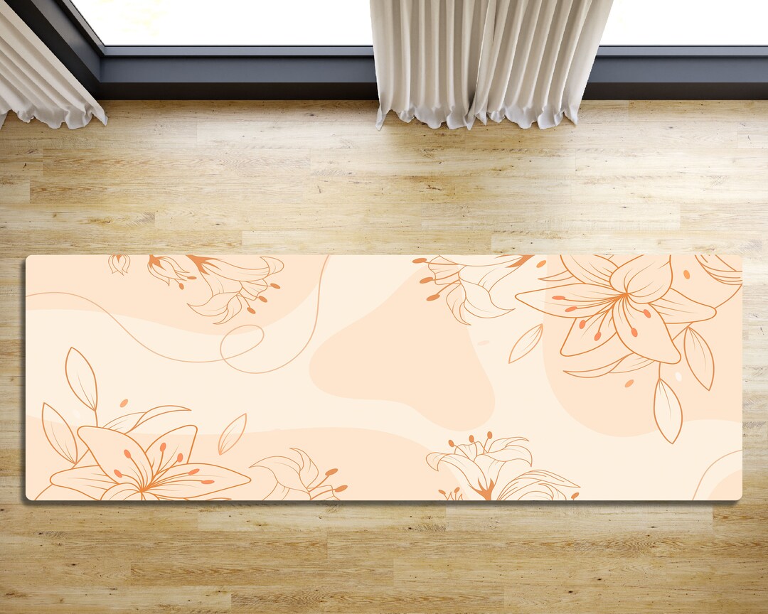 Cute Floral Beige Yoga Mat Boho Custom Personalized Yoga Mat - Etsy