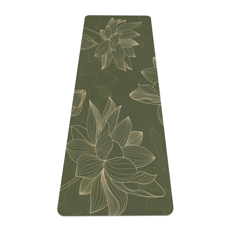 Cute Green & Gold Floral Yoga Mat Custom Personalized Yoga - Etsy