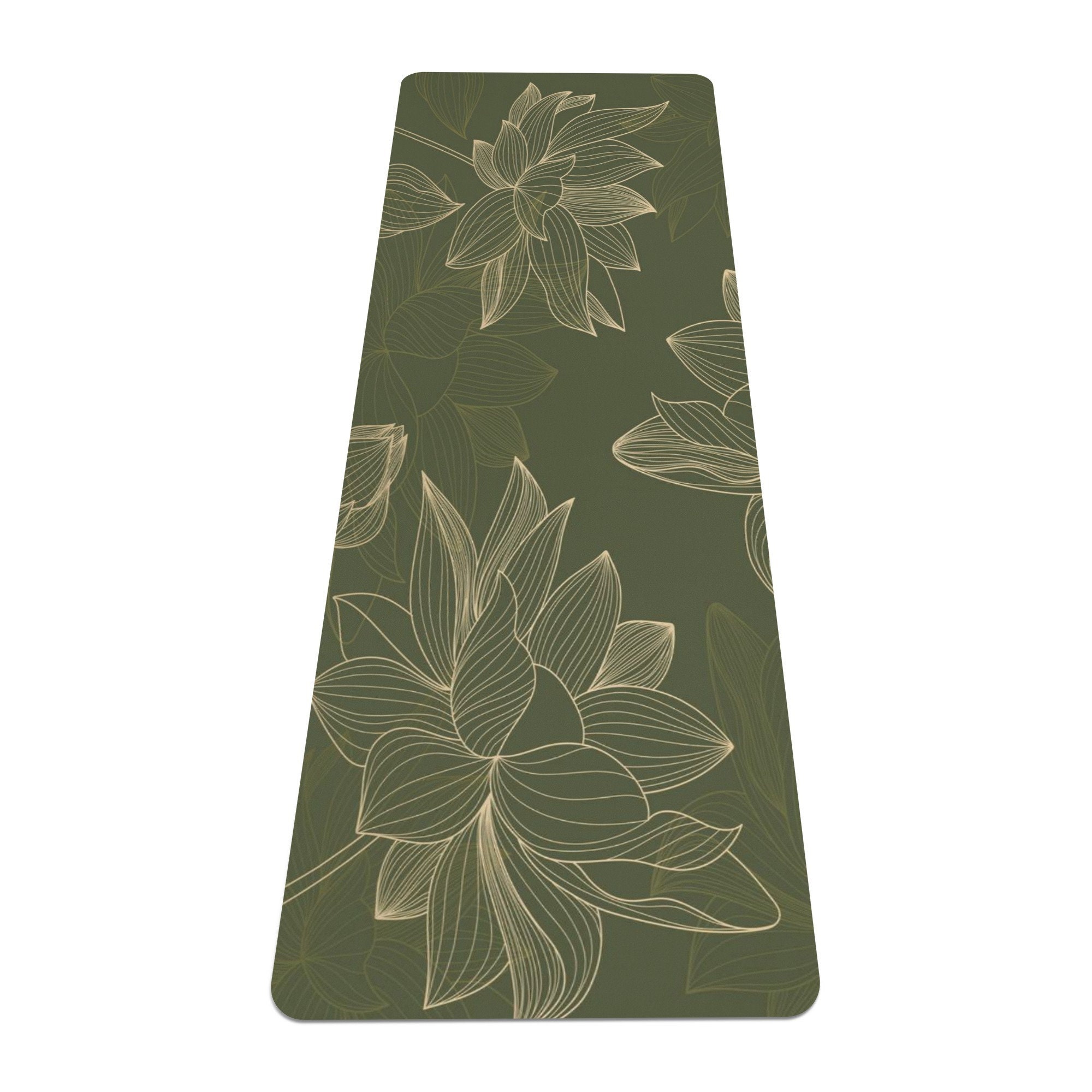 Cute Green & Gold Floral Yoga Mat Custom Personalized Yoga - Etsy