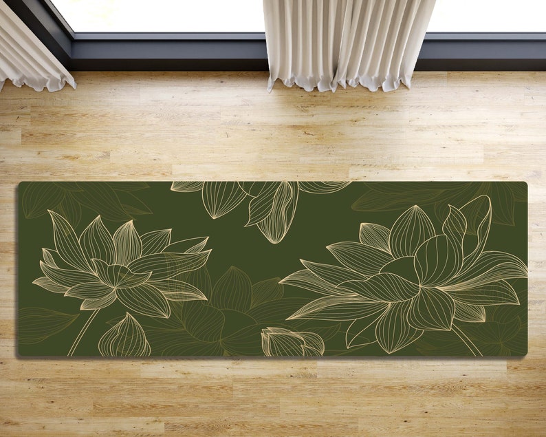 Cute Green & Gold Floral Yoga Mat Custom Personalized Yoga - Etsy
