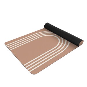 Beige Boho Rainbow Cute Yoga Mat, 70x24 Custom Personalized Yoga Mat ...