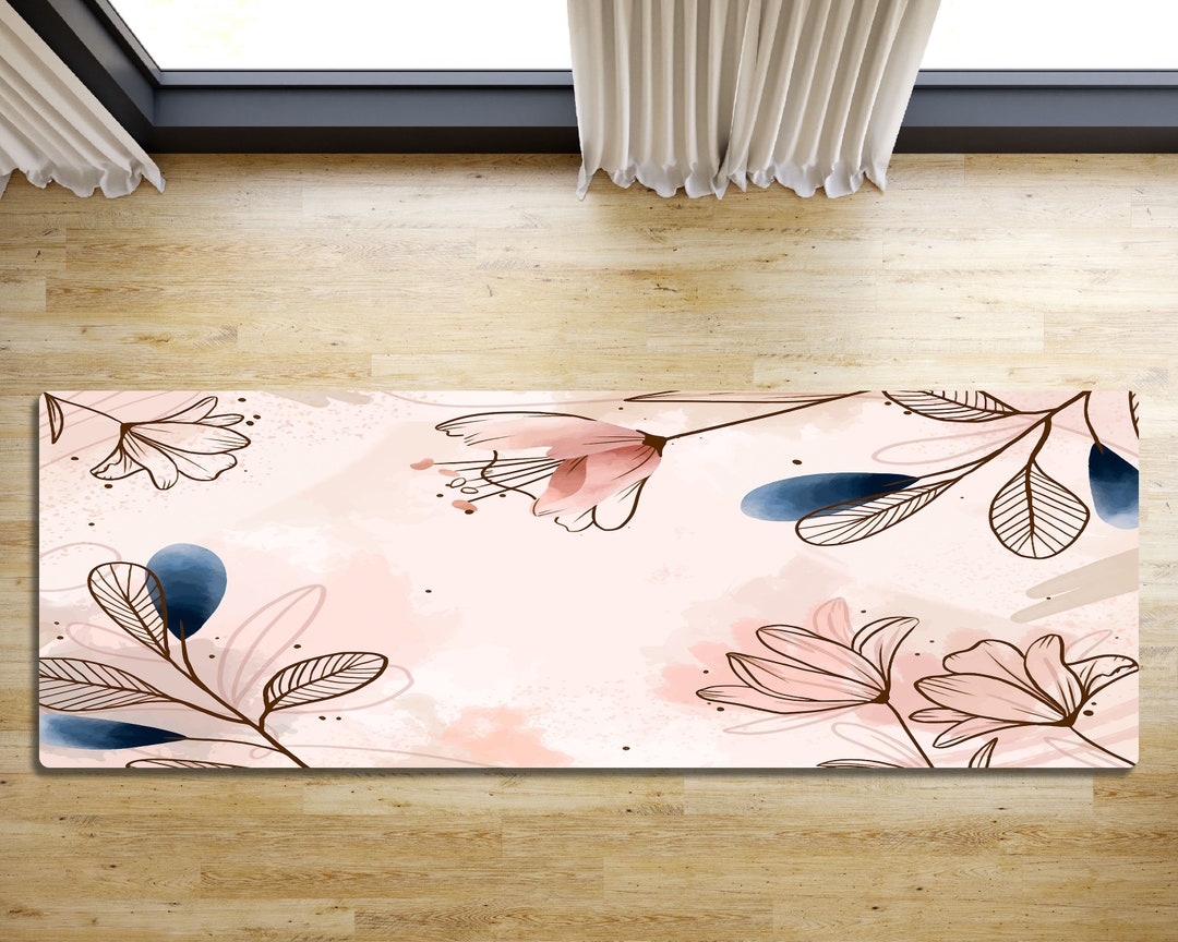 Watercolor Floral Pink Aesthetic Yoga Mat Custom Personalized - Etsy