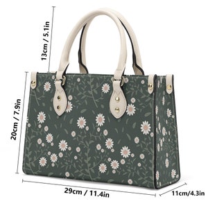 Cottagecore Daisy Flower Pattern PU Leather Handbag, Cottagecore PU ...