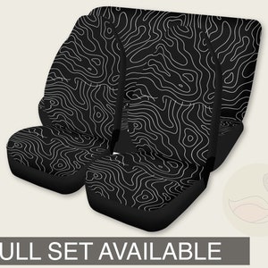 Black Topographic Car Seat Covers, Cute Seat Cover for Car Full Set ...