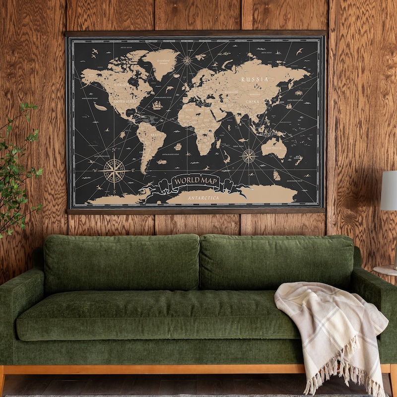 Large Wall World Map - Etsy