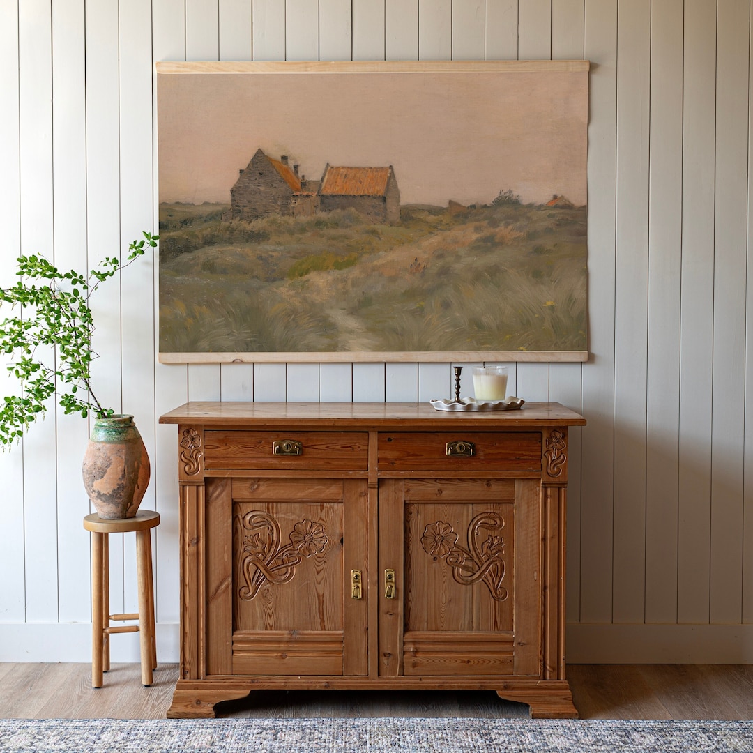 Vintage Barn Scene Canvas Tapestry: Country Landscape Wall Art | 400 - Etsy