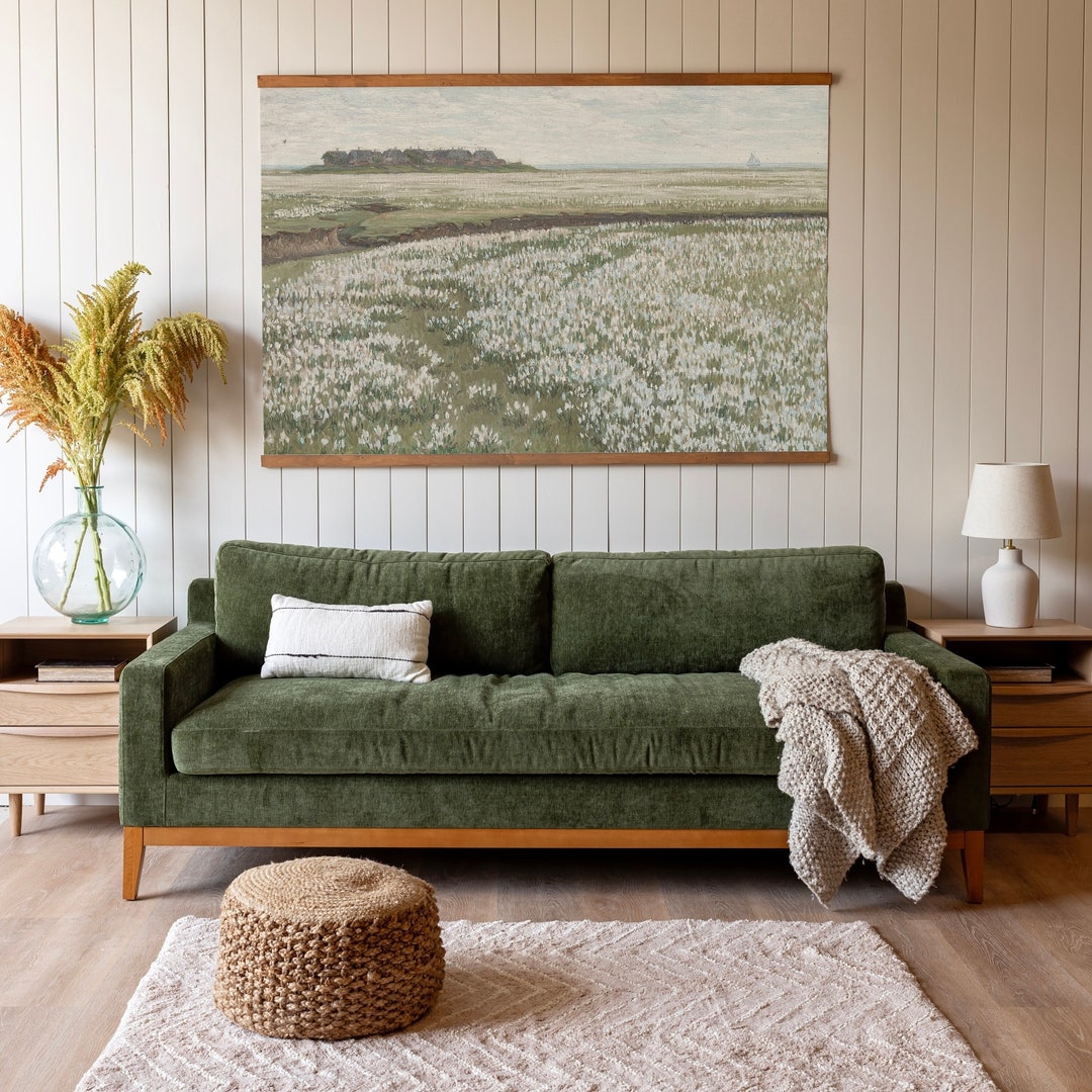 Large Vintage Flowering Field Art: Canvas Wall Hanging | 178 - Etsy