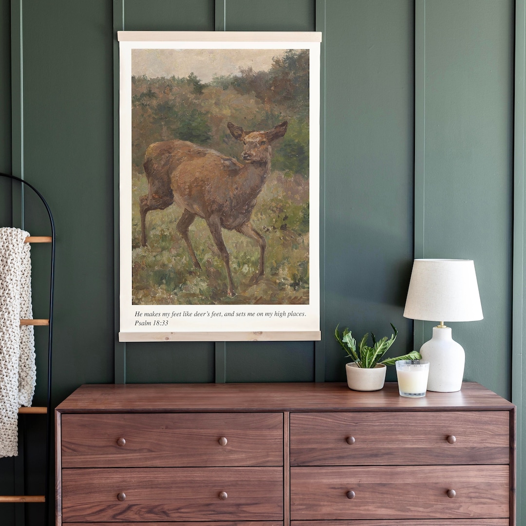 Vintage Deer Art: Christian Psalms Wall Decor | 552 - Etsy