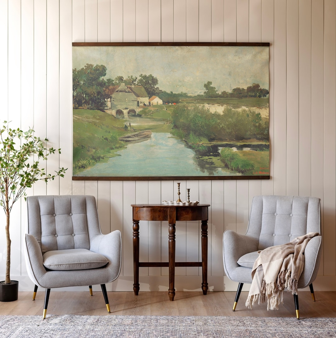 Oversized Vintage Landscape Canvas: Extra Large Wall Art Tapestry | 150 ...