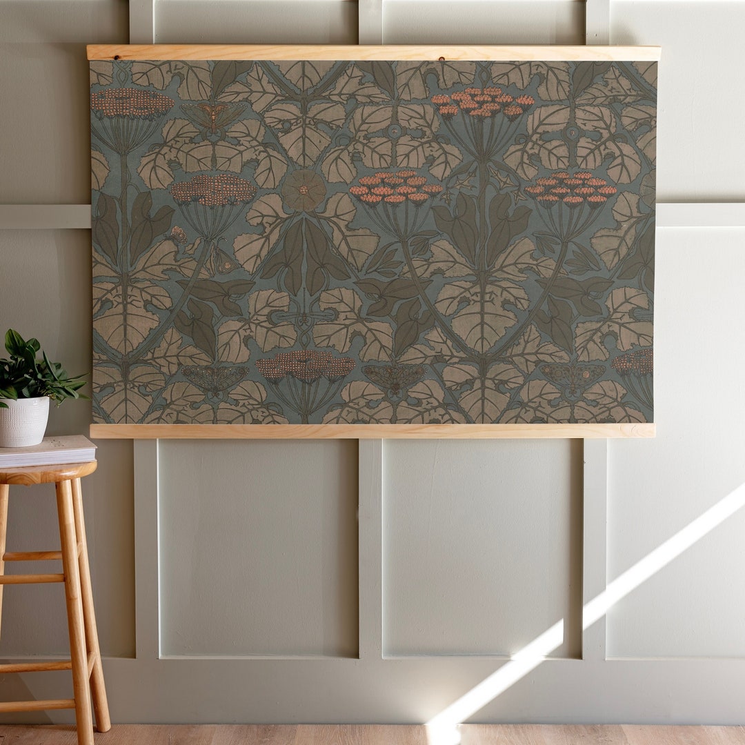 Canvas Print of Botanical Textile Tapestry Large Botanical Tapestry ...